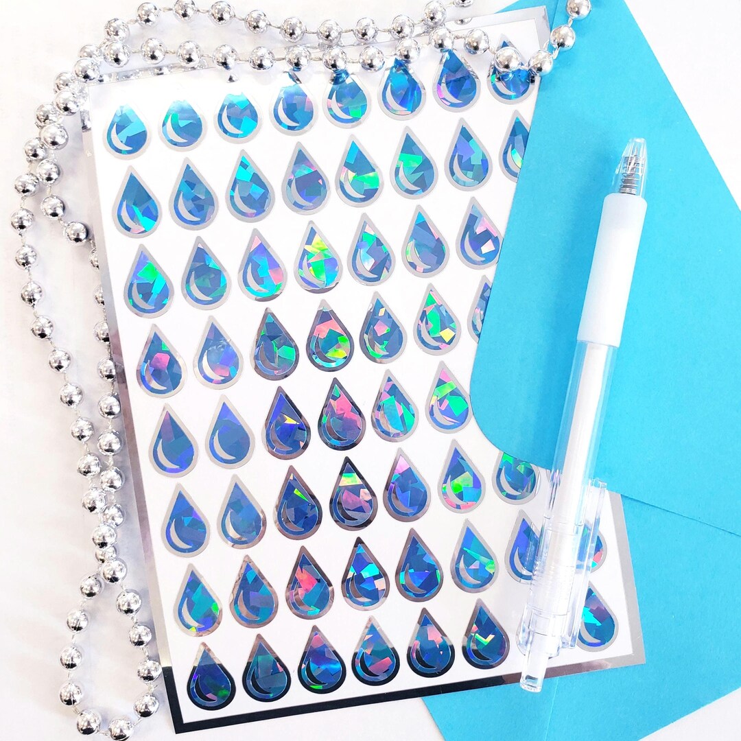 Rain Stickers, Set of 64 Light Blue Rain Teardrop Stickers for Weather ...