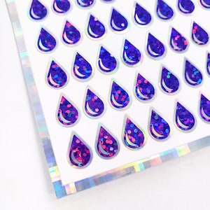 Purple Water Droplet Stickers Set of 136 Sparkly Purple - Etsy