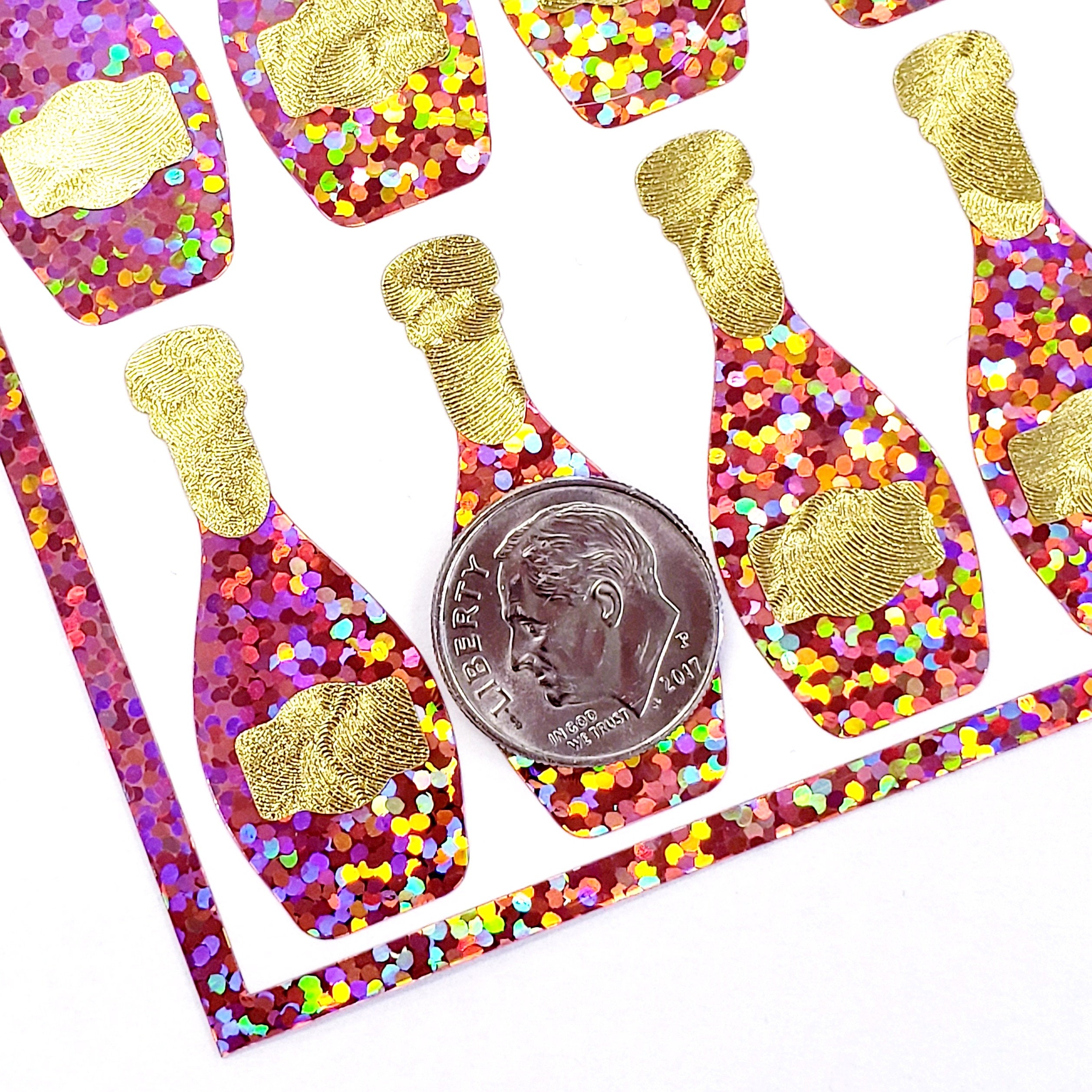 Pink Champagne Bottle Stickers, Set of 30 Champagne Stickers, Party ...