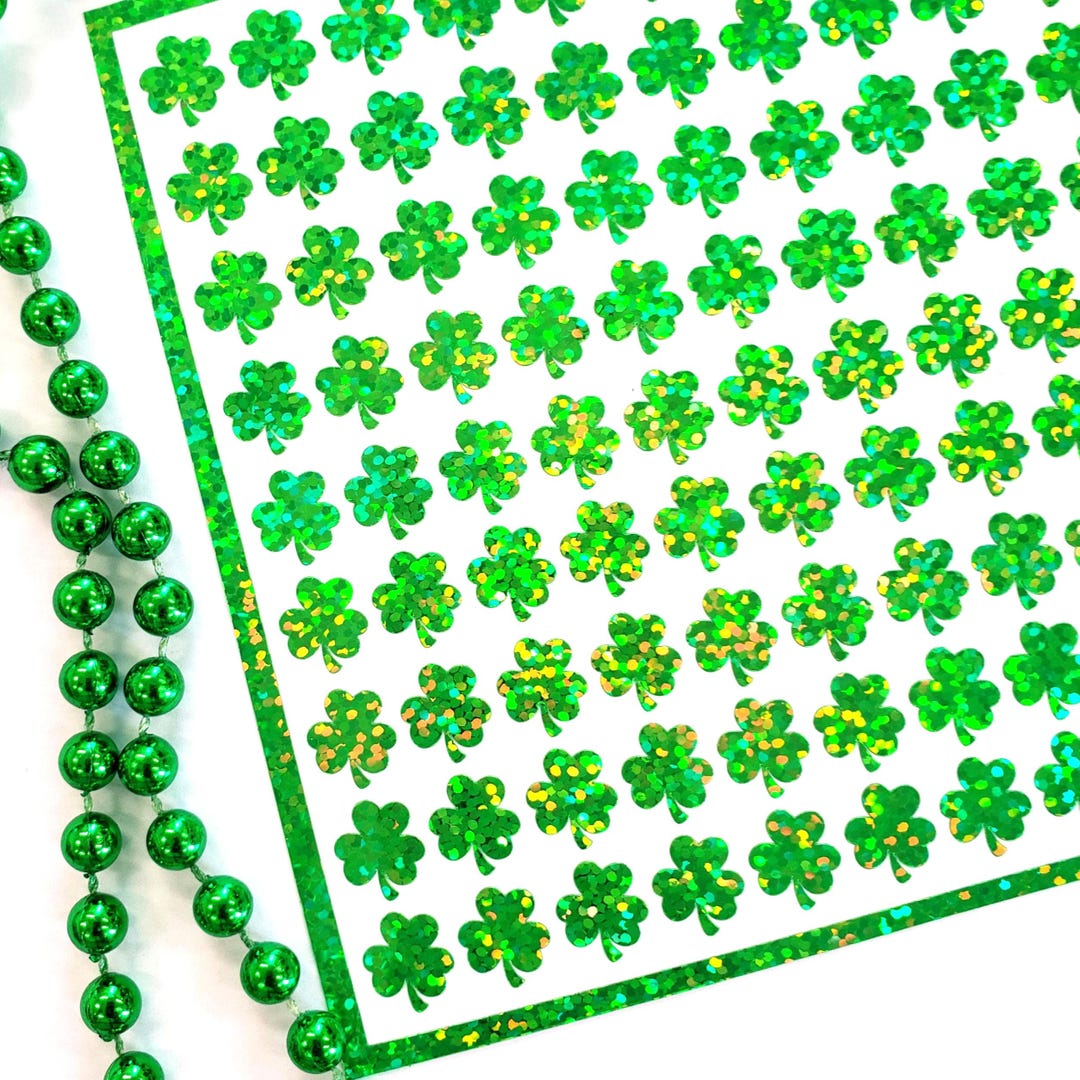 St. Patrick's Day Shamrock Stickers, Set of 135 Decorative Green ...