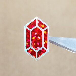 Red Gemstone Stickers, Set of 36 Small Sparkly Ruby Gem Shaped Vinyl ...