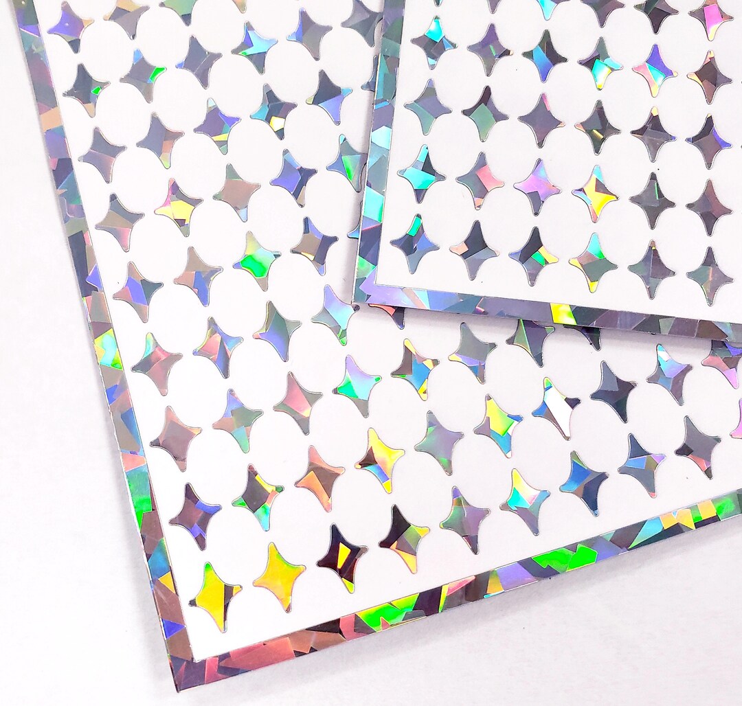 Small Silver Four-pointed Stars Sticker Sheet. Set of 231 Sparkly ...