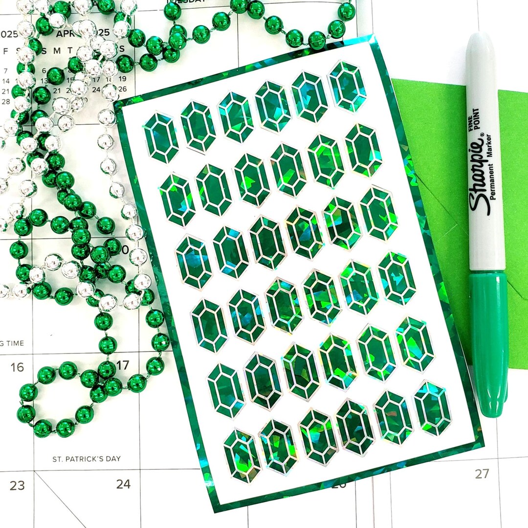 Green Rupee Gem Stickers, Set of 36 Small Sparkly Rupee Vinyl Decals ...