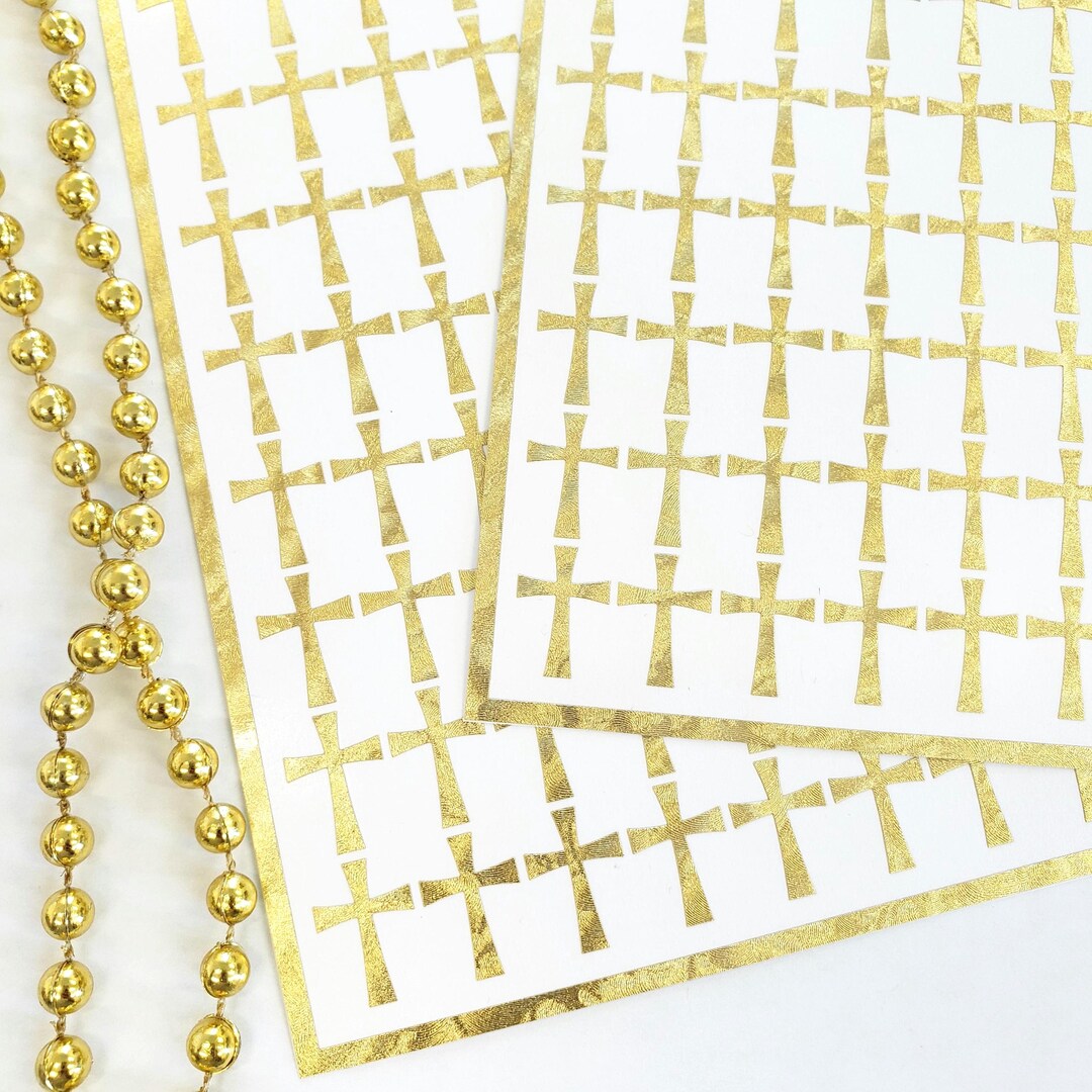 Christian Cross Stickers, Gold Metallic Cross Vinyl Decals, Small Cross ...