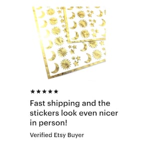 Sun Moon and Stars Sticker Sheet, Set of Small Metallic Gold Vinyl ...
