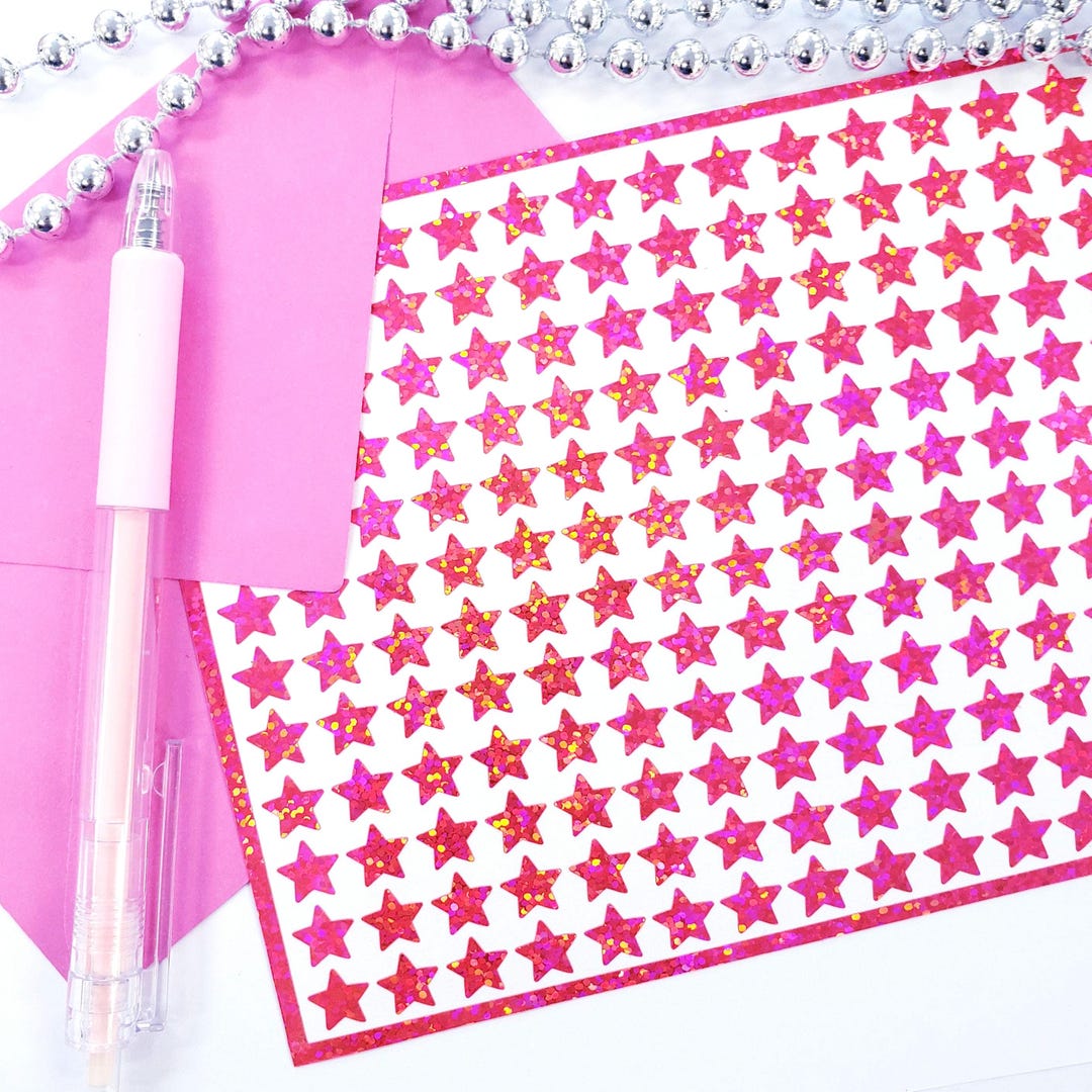 Pink Star Stickers, Set of 192 Small Pink Star Decals for Scrapbooking ...