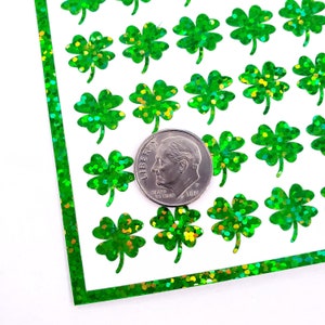 Green 4 Leaf Clovers Stickers, Set of 104 Glitter Vinyl Shamrock Decals ...