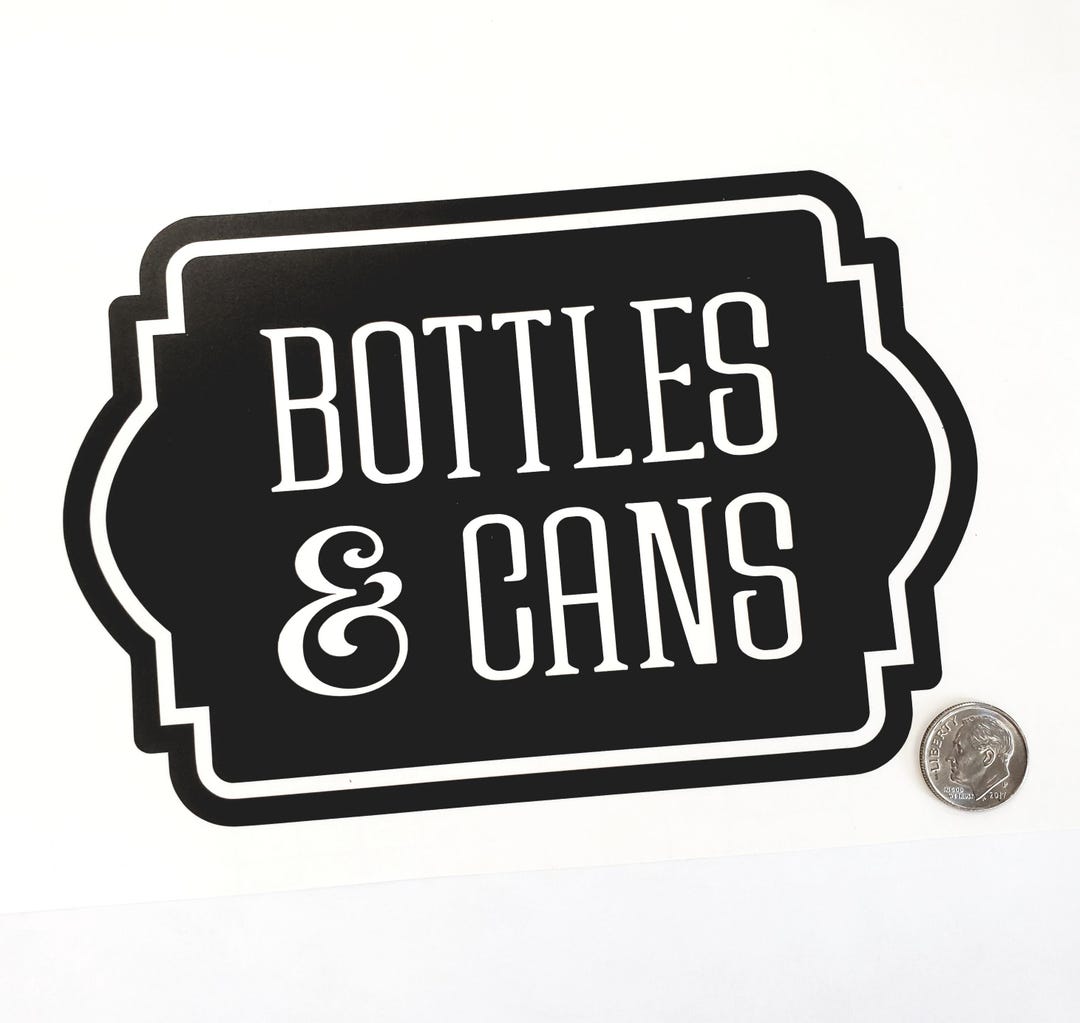 Recycle Bottles and Cans Decal, Computer Cut Vinyl Decal, Trash Barrel ...