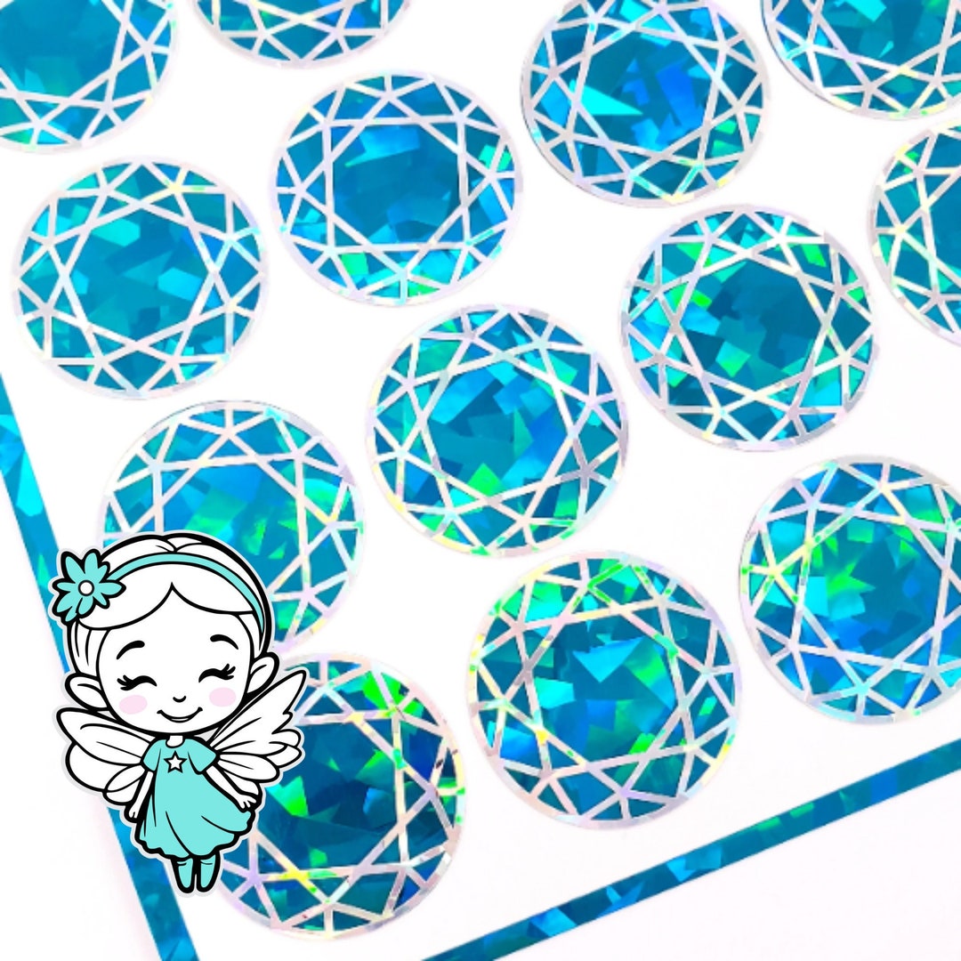 Aquamarine Jewel Stickers for Pisces March Birthday, Set of 20 Small ...