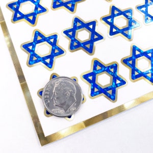 Star of David Stickers, Set of 40 Sparkly Blue and Gold Six-point Star ...