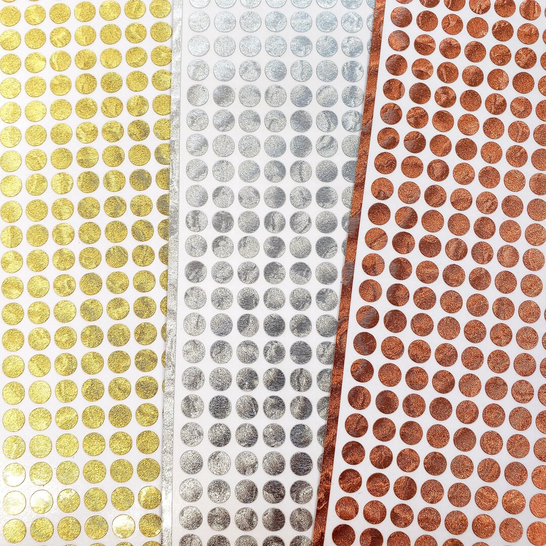 Small Metallic Dot Stickers, Set of 368 Gold, Silver or Copper Dot ...