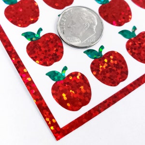 Small Apples Sticker Sheet, Set of 40 Sparkly Red Apple Vinyl Decals ...