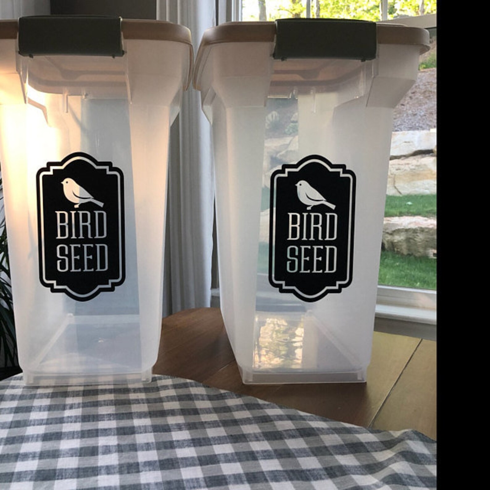 Bird Seed Decal, Computer Cut Vinyl Decal, Bird Seed Container Label ...