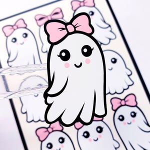 Cute Ghosts Sticker Sheet, Set of 9 Kawaii Style Vinyl Stickers for ...