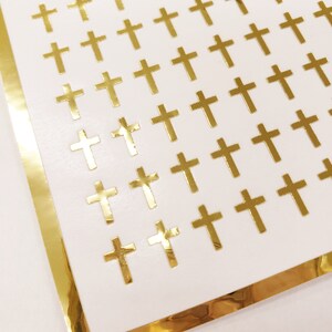 Extra Small Cross Stickers, Set of 200 Mirror Gold Religious Crosses ...