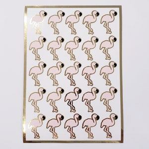 Flamingo Stickers, Set of 25 Blush Pink and Gold Bird Stickers for ...