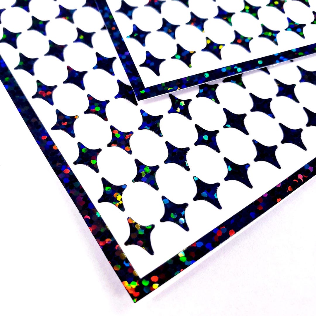 Black Four-point Star Stickers, Set of 231 Sparkly Star Vinyl Decals ...