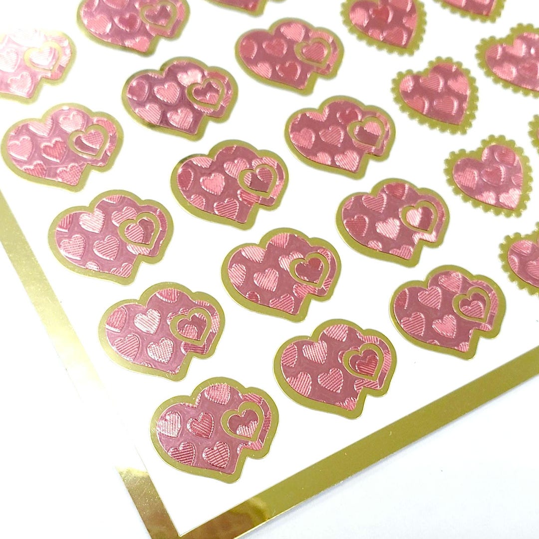 Light Pink Heart Stickers, Set of 78 Small Pink Heart Decals for Cards ...