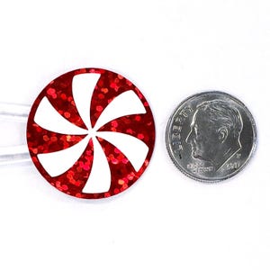Peppermint Candy Stickers, Set of 24 Sparkly Red and White Pinwheel ...