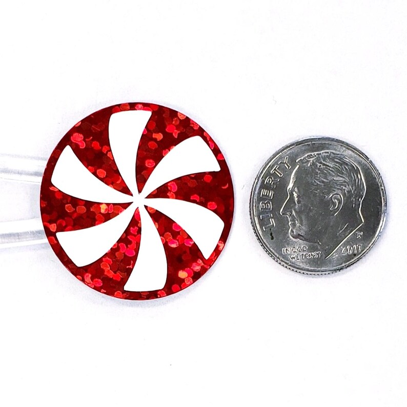 Peppermint Candy Sticker Sheet, Set of 24 Sparkly Red and White ...