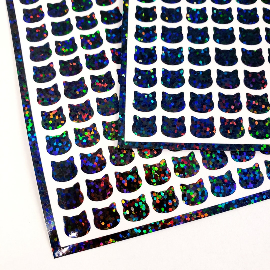 Black Cat Mini Stickers, Set of 187 Tiny Sparkly Halloween Cat Stickers ...