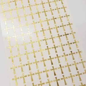 Christian Cross Stickers, Gold Metallic Cross Vinyl Decals, Small Cross ...