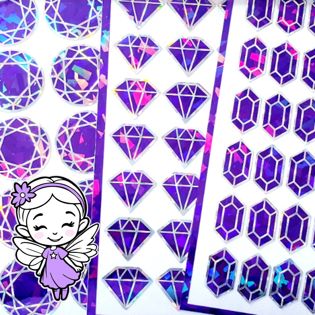 Purple Birth Month Sticker Bundle, Set of 96 Sparkly Faux Amethyst ...