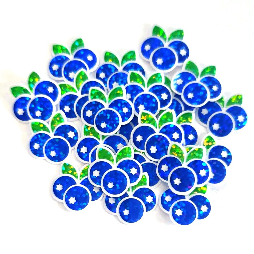 Small Blueberry Fruit Sticker Set, Die Cut Glitter Vinyl Decals, Peel ...