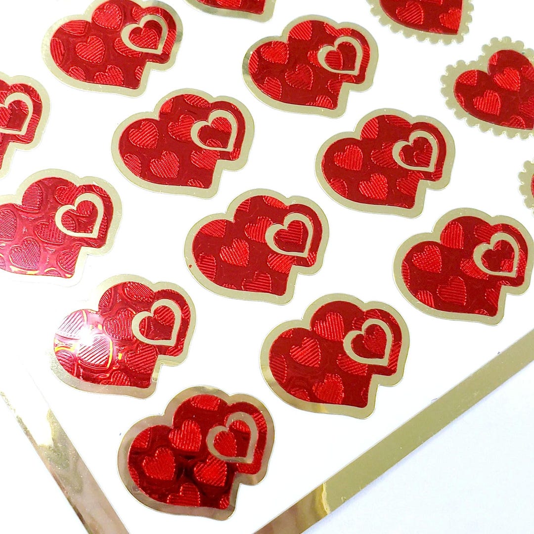 Red Heart Stickers for Valentine's Day, Set of 78 Small Red Heart ...