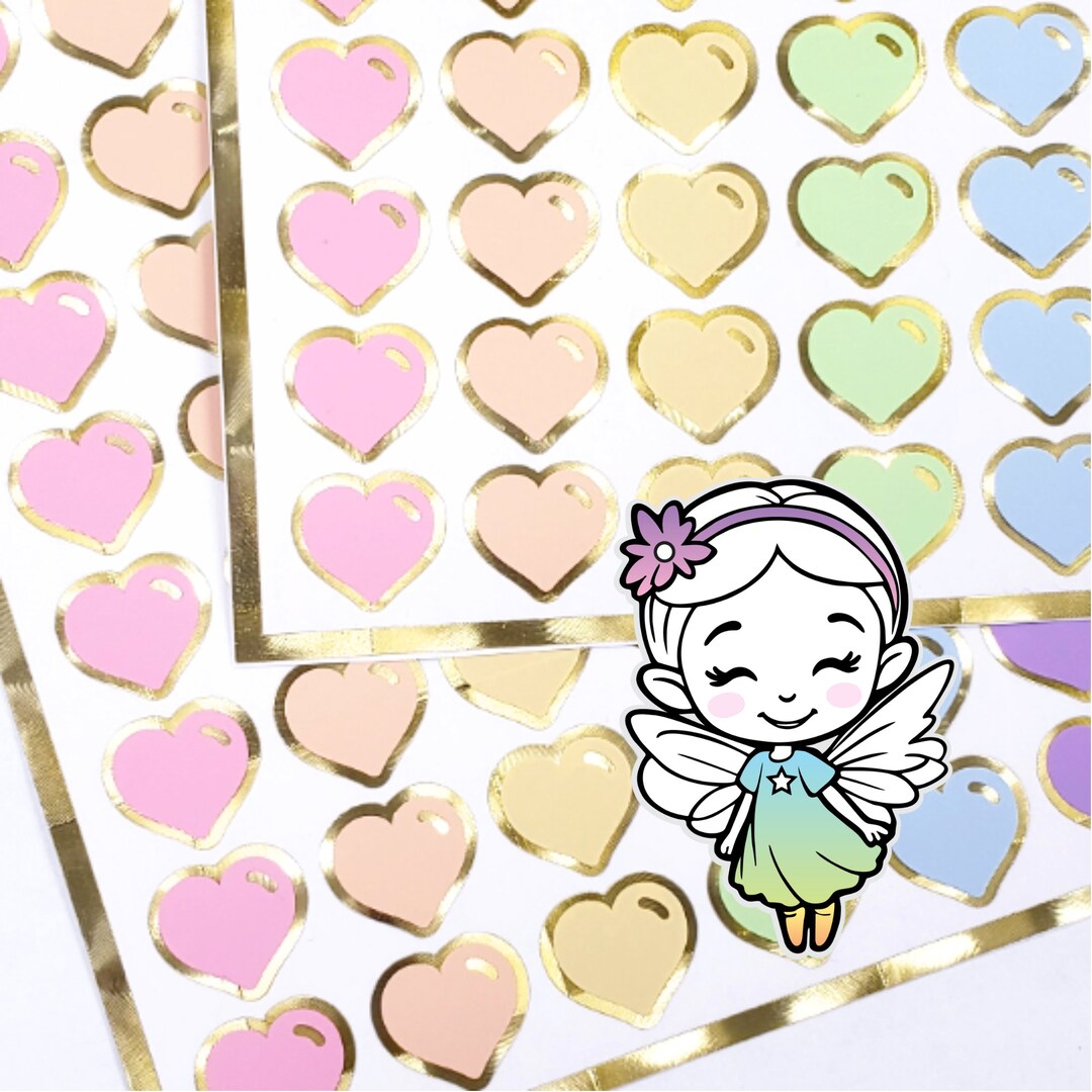 Pastel Rainbow Heart Stickers for Paper Stationery Notecards, Envelopes ...