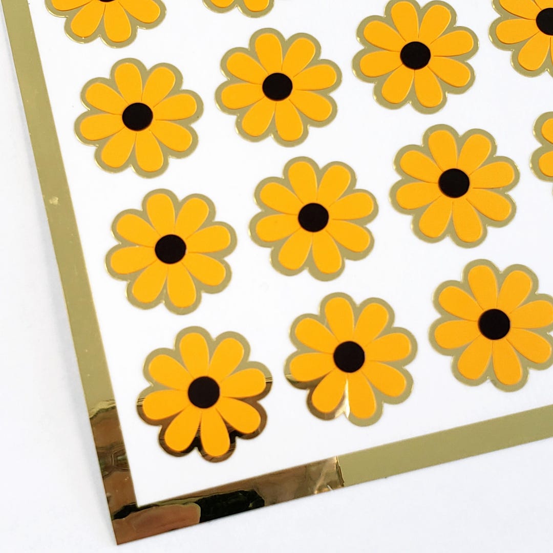 Black Eyed Susan Flower Stickers, Set of 54 Golden Yellow and Brown ...