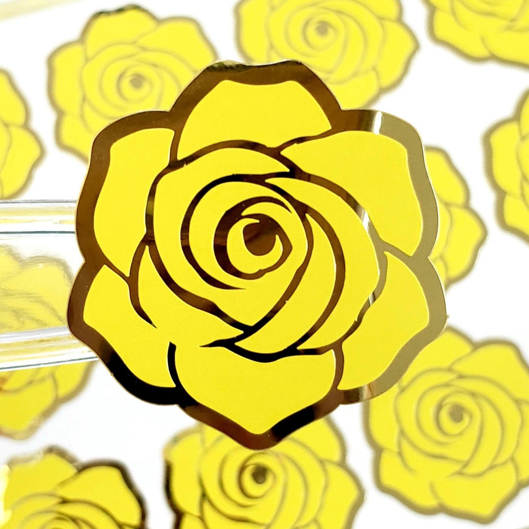 Yellow Roses Sticker Sheet, Set of 15 Flower Stickers for Garden ...
