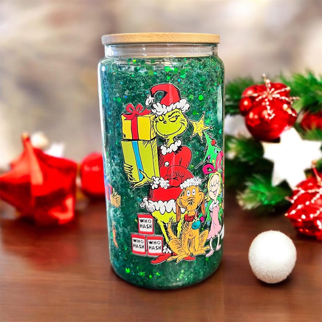 Grinch Snow Globe Glass Cup - Etsy