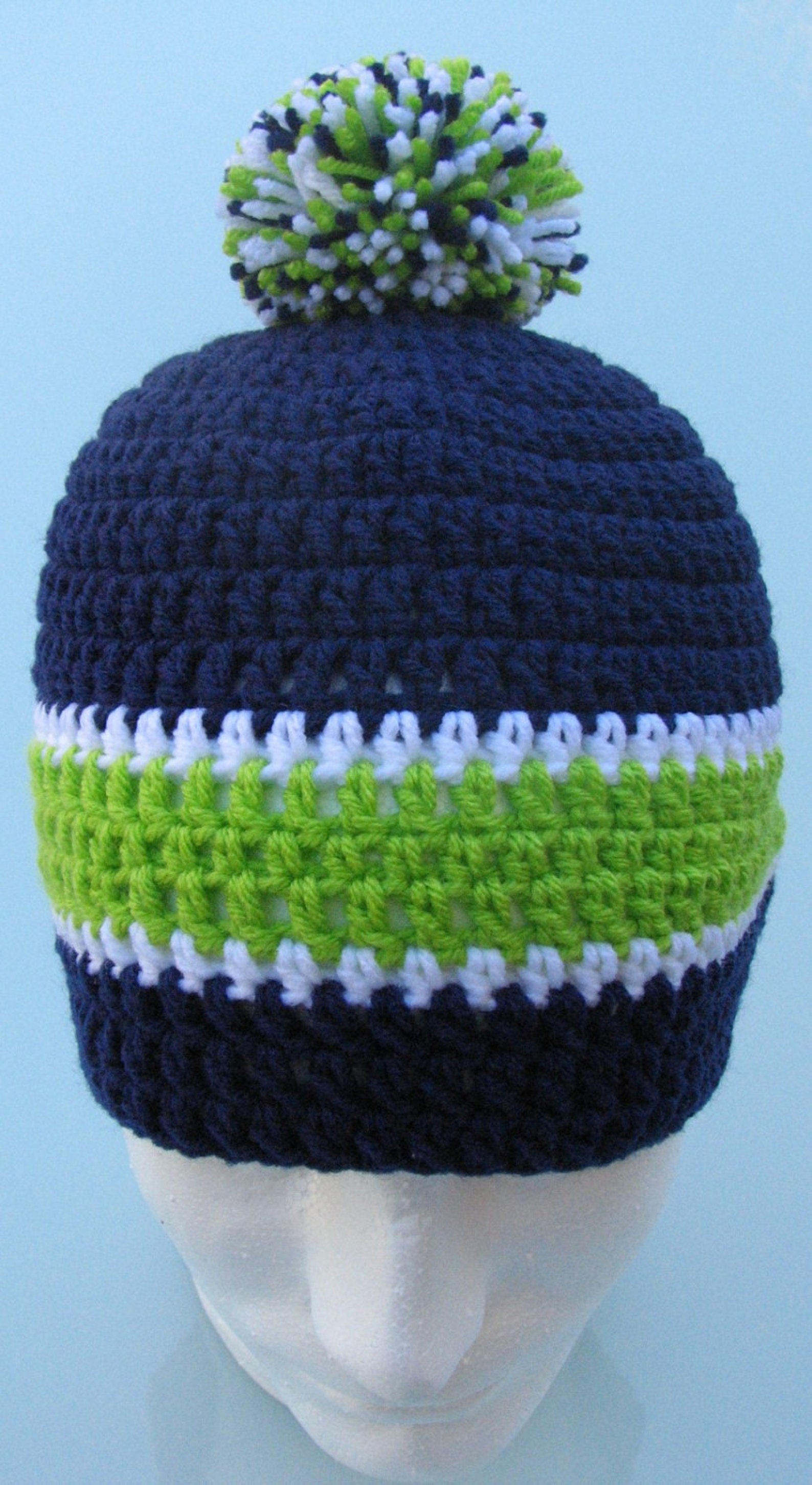 Seattle Seahawks Crocheted Skull Cap Beanie Game Day Gear Handmade Navy ...
