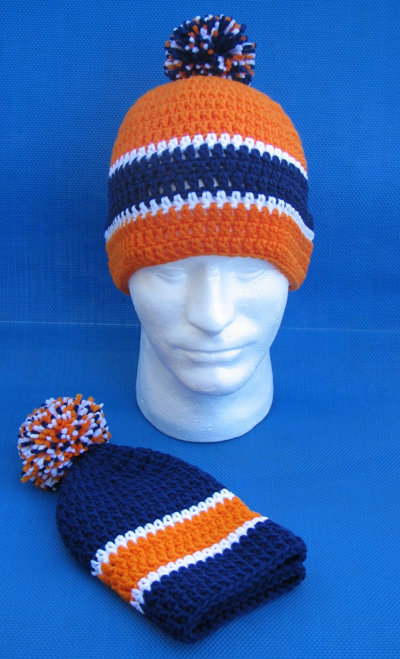 Denver Broncos Crocheted Skull Cap Beanie Game Day Gear Handmade Navy ...