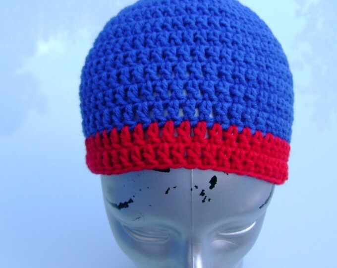 STAN Southpark Beanie Hat Skull Cap Blue Red Stripe Warm Handmade ...