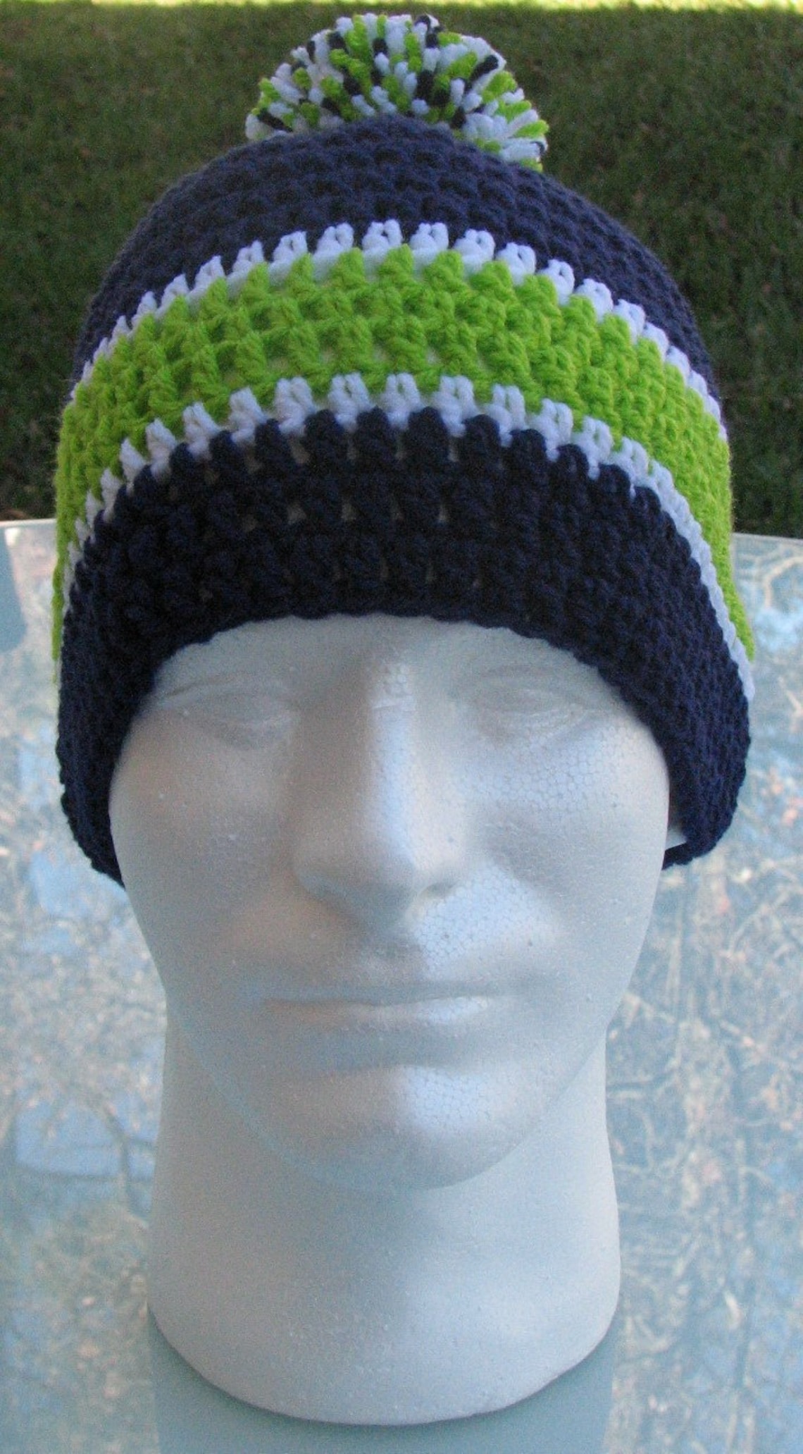 Seattle Seahawks Crocheted Skull Cap Beanie Game Day Gear Handmade Navy ...