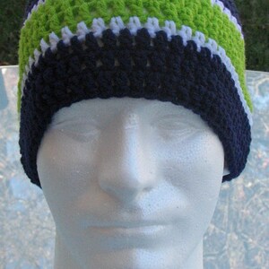 Seattle Seahawks Crocheted Skull Cap Beanie Game Day Gear Handmade Navy ...