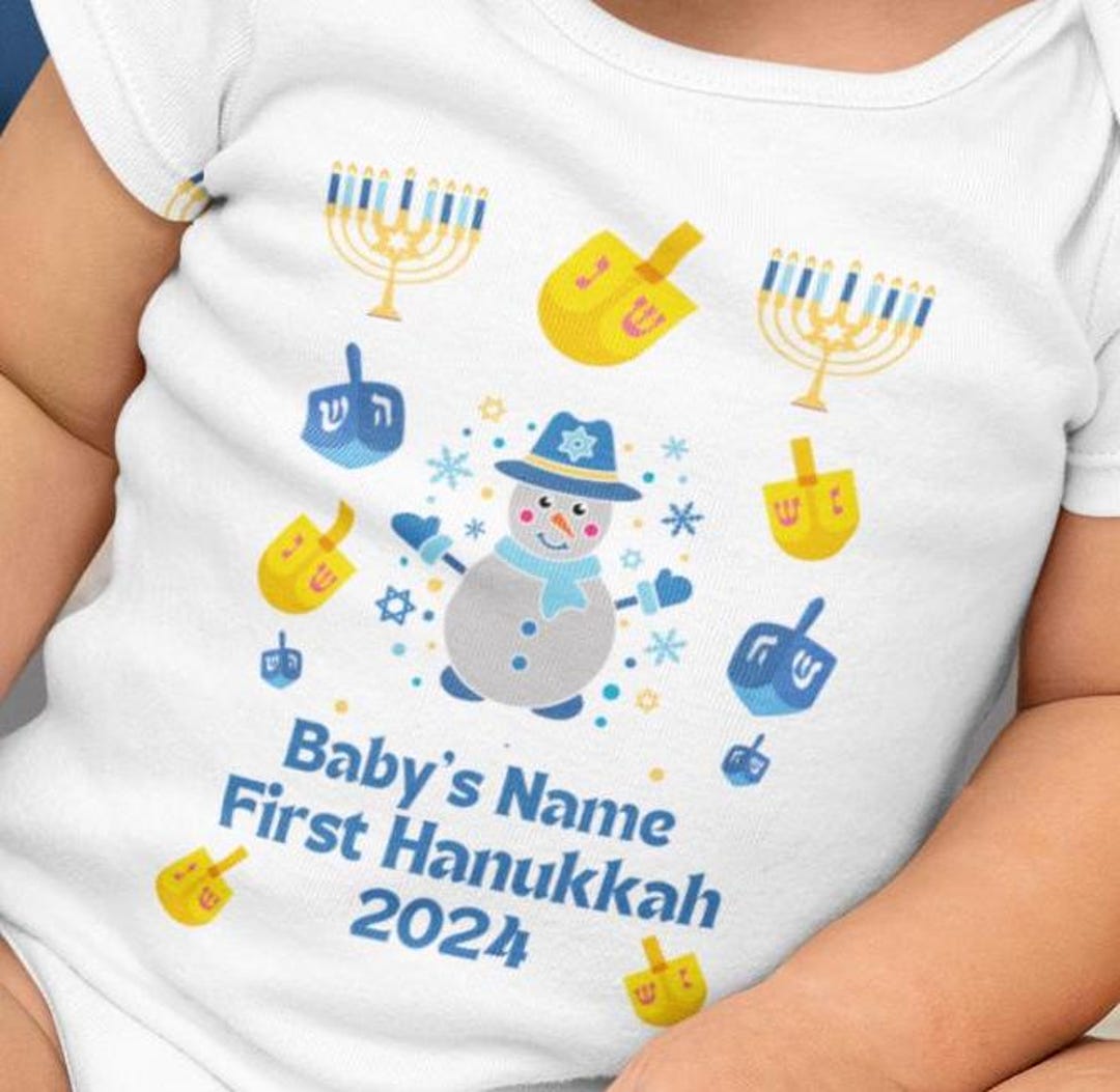 Personalized Name Baby's First Hanukkah Infant Organic Bodysuit ...