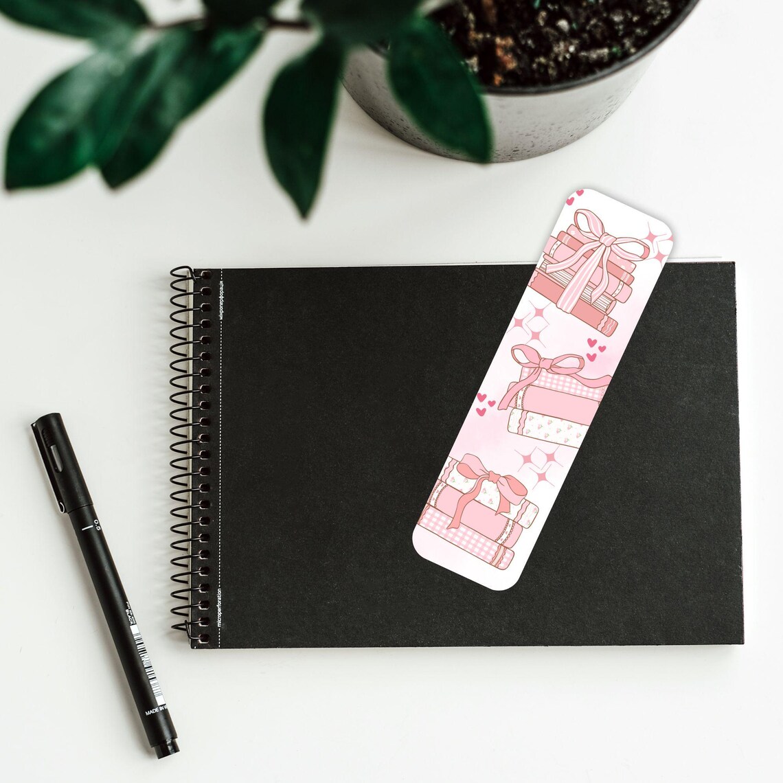 Romantic Soft Pink Bookmark, One Single Bookmark, Valentine Halloween ...