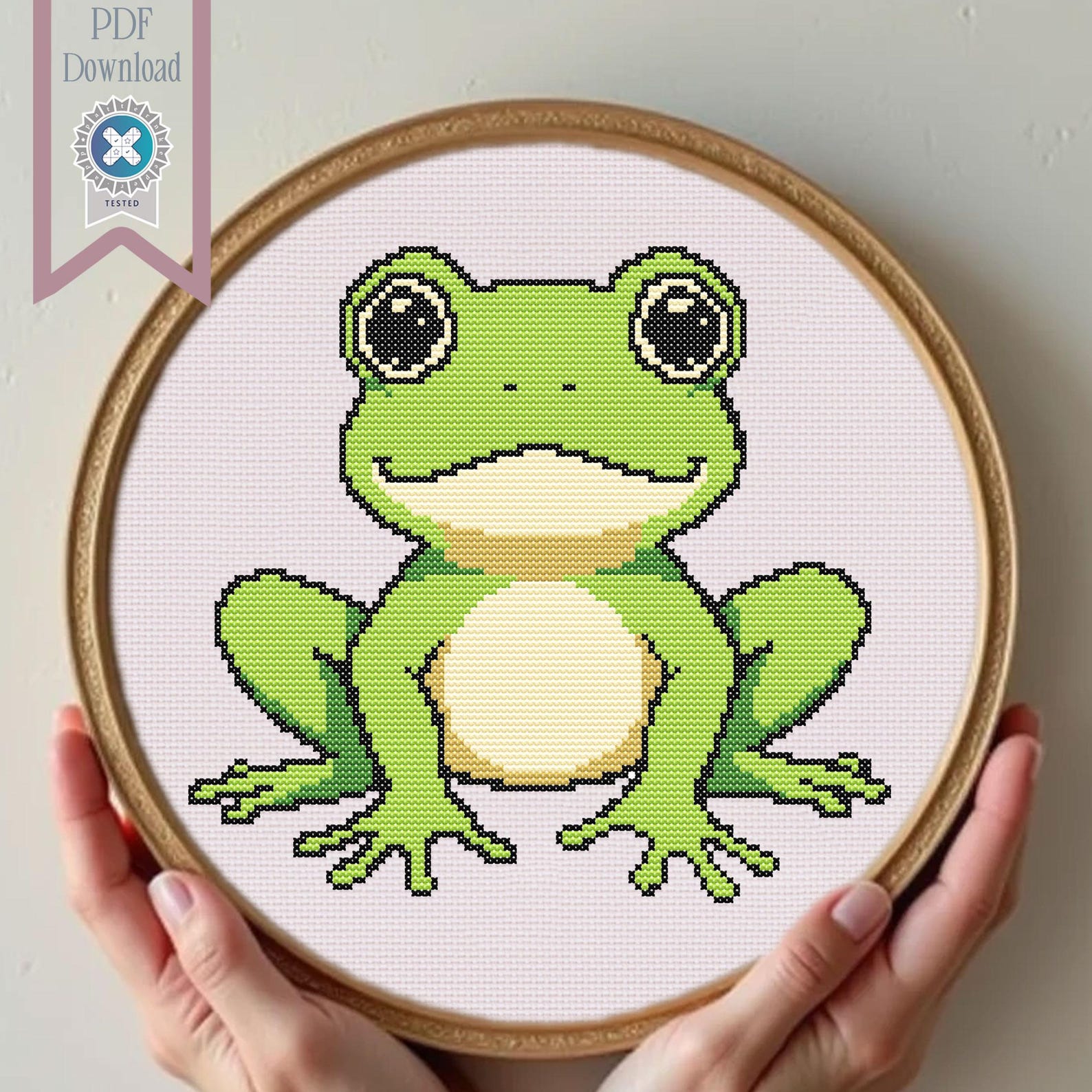 Frog Cross Stitch Pattern for Kids Room Instant PDF Download | Counted ...