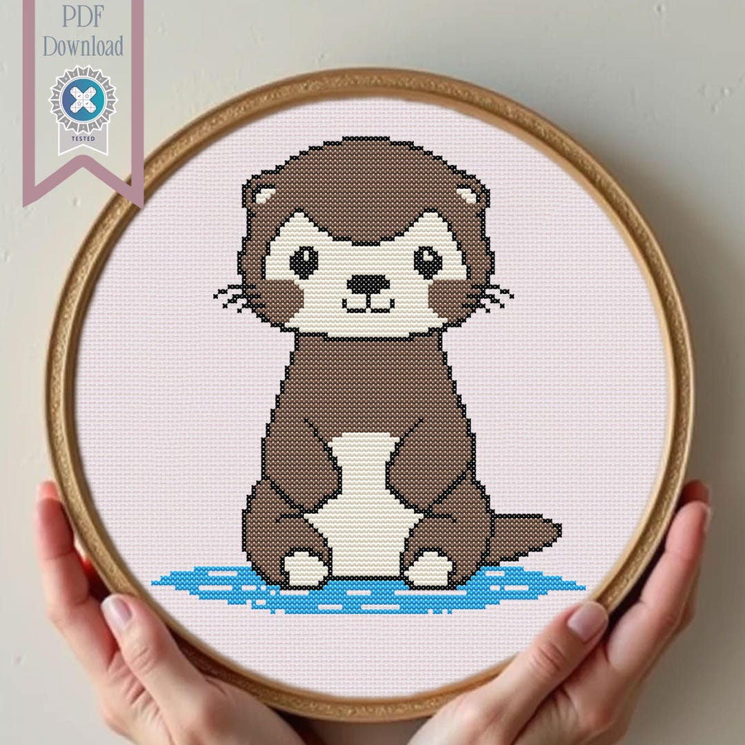 Otter Cross Stitch Pattern for Kids Room Instant PDF Download | Counted ...