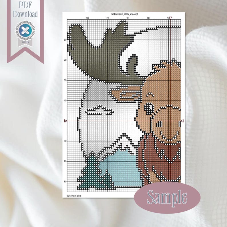 Moose Cross Stitch Pattern for Kids Room Instant PDF Download | Counted ...