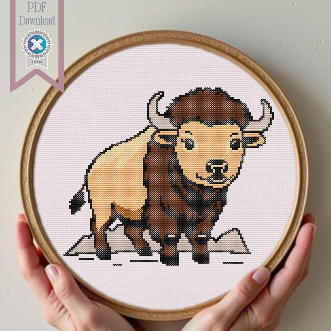 Bison Cross Stitch Pattern: Kids Room Decor (PDF Download) - Etsy