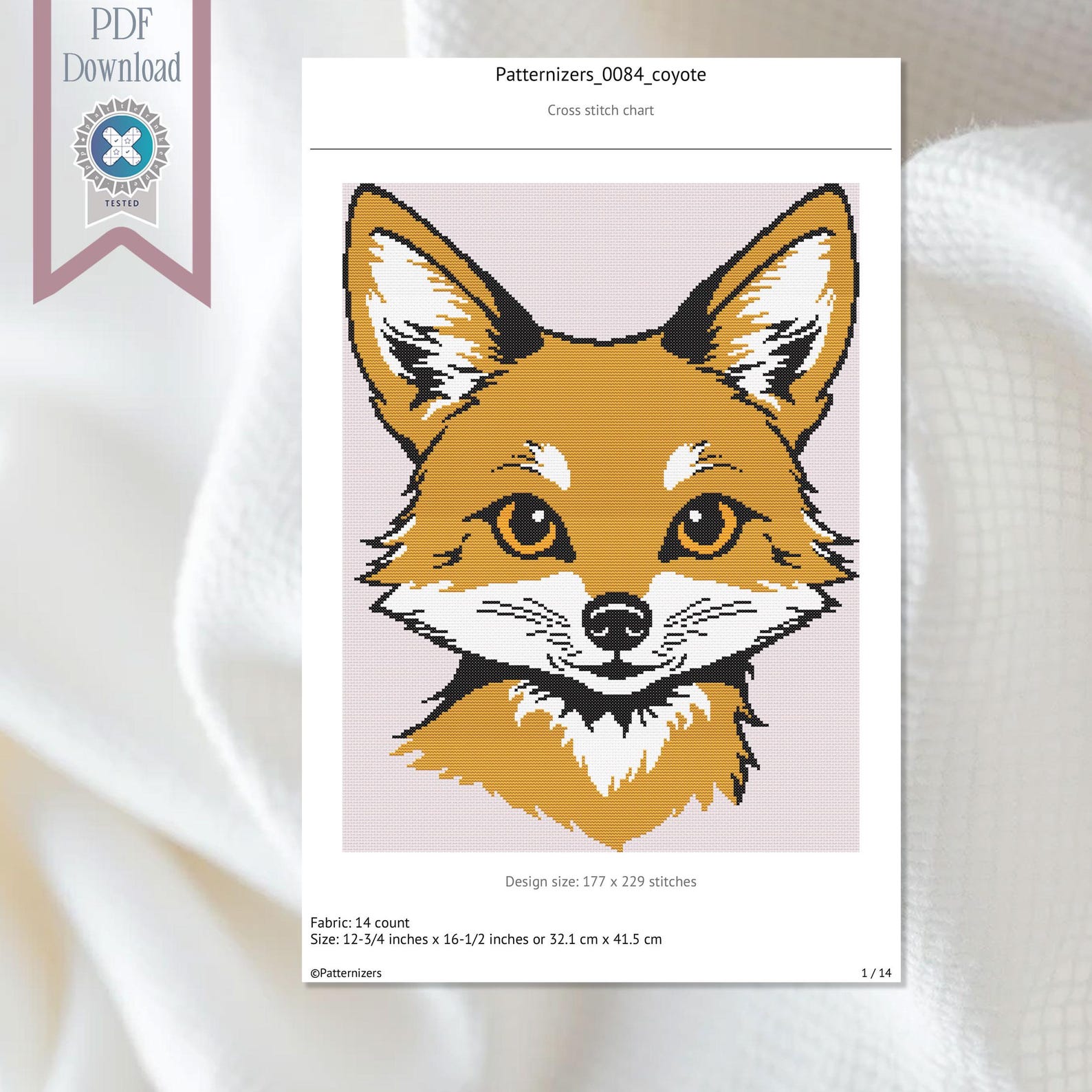 Coyote Cross Stitch Pattern for Kids Room Instant PDF Download ...