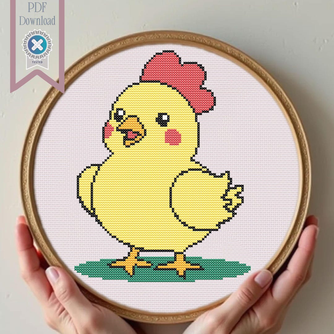 Chicken Cross Stitch Pattern for Kids Room Instant PDF Download ...