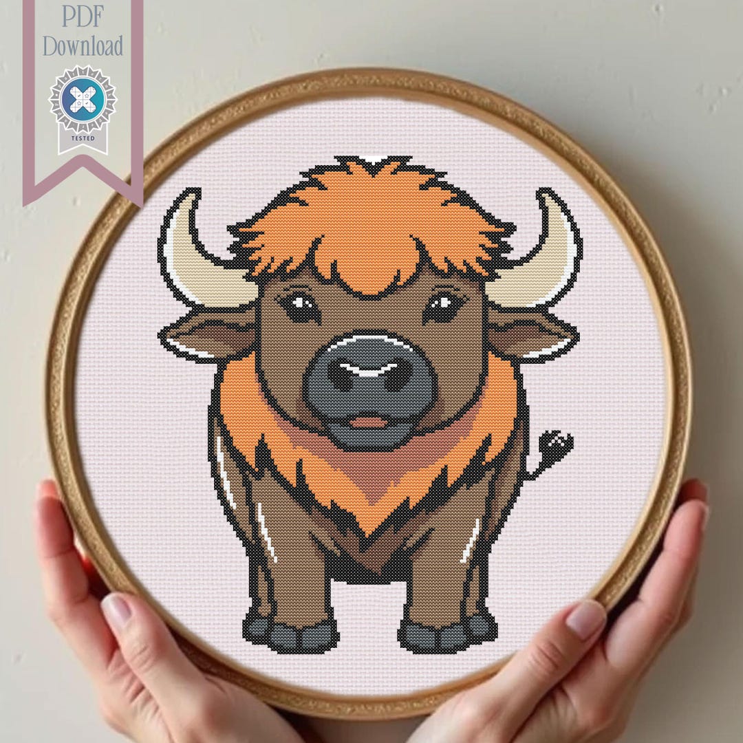 Buffalo Cross Stitch Pattern for Kids Room Instant PDF Download ...
