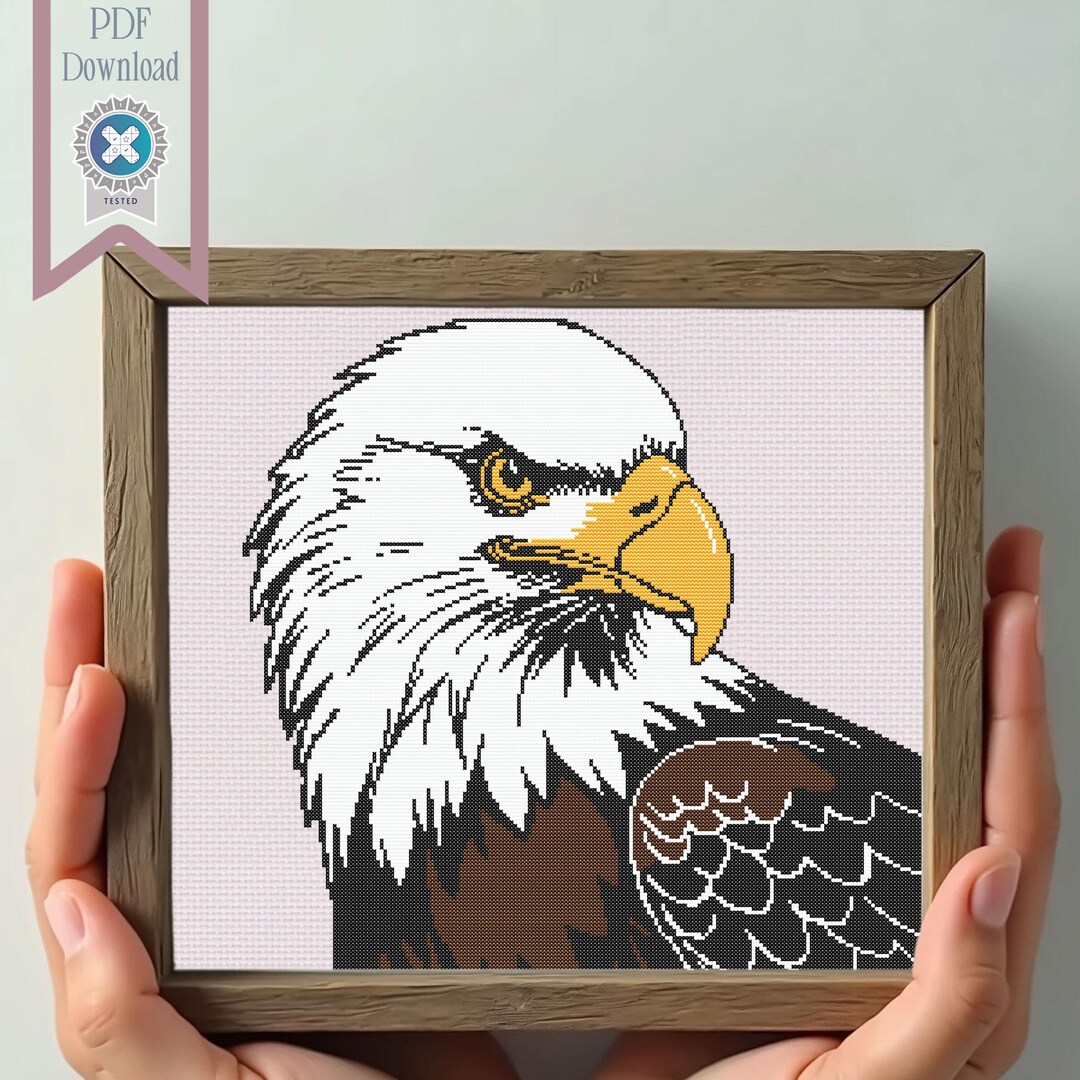 Bald Eagle Cross Stitch Pattern for Kids Room Instant PDF Download ...