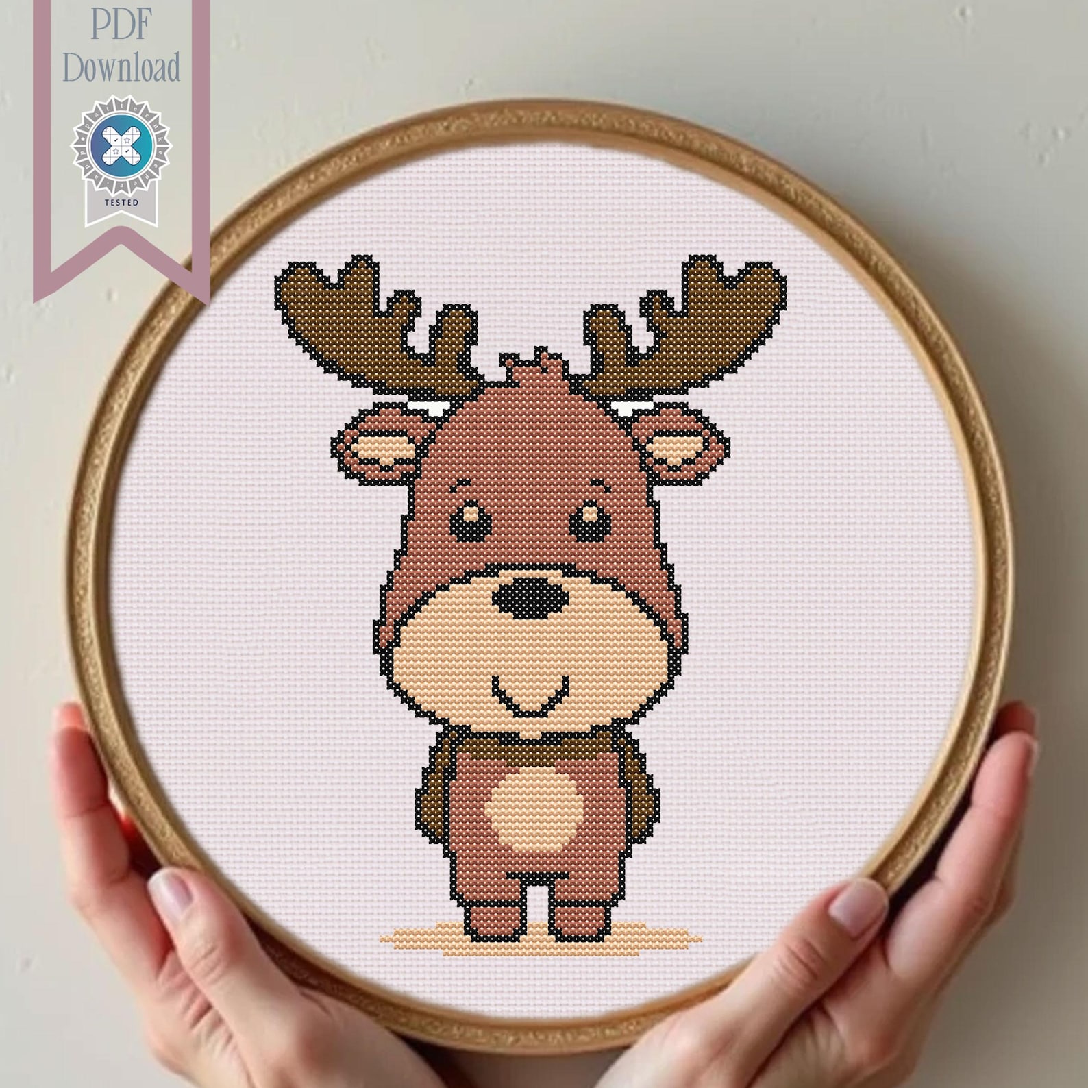 Moose Cross Stitch Pattern for Kids Room Instant PDF Download | Counted ...