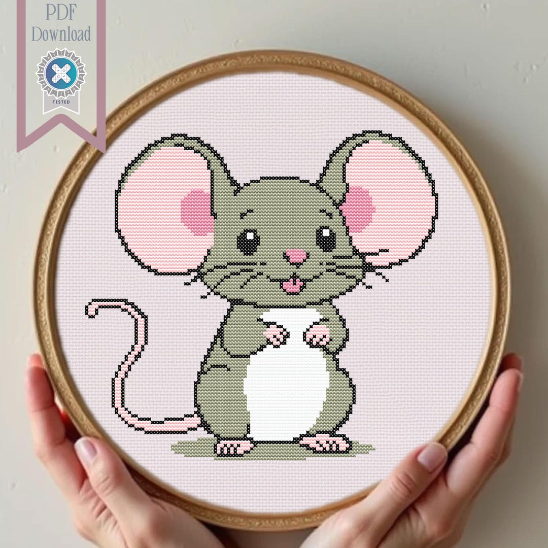 Mouse Cross Stitch Pattern for Kids Room Instant PDF Download | Counted ...